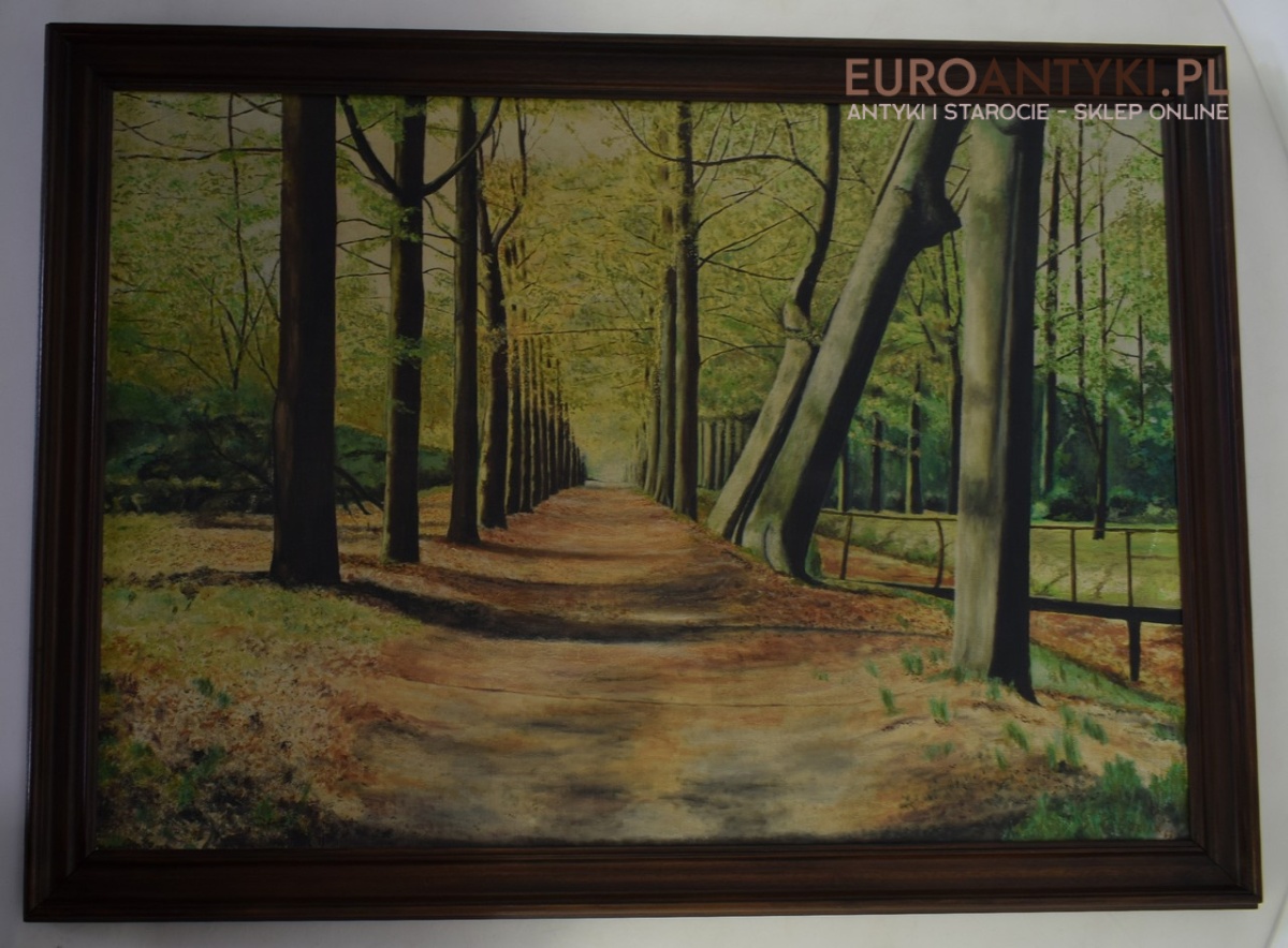 XL Duży obraz na płótnie, droga przez las. Stare obrazy. - EuroAntyki